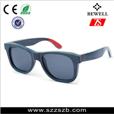 Mixed Colors Skateboard Wooden Wood Frame Sunglasses Polarized TAC Lens