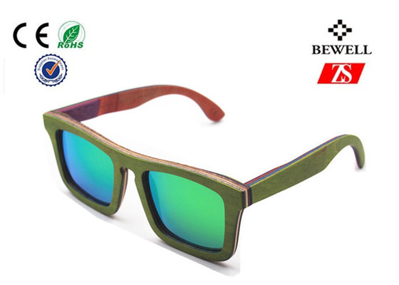 Colorful Wood Frame Sunglasses Skateboard Wood Polarized Lens UV400 Unisex