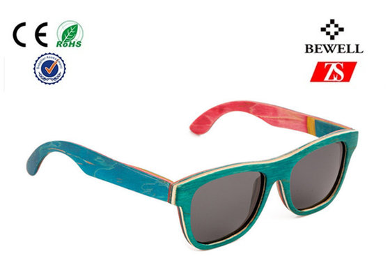 Colorful Wood Frame Sunglasses Skateboard Wood Polarized Lens UV400 Unisex