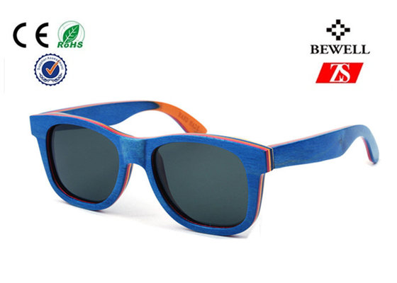 Colorful Wood Frame Sunglasses Skateboard Wood Polarized Lens UV400 Unisex