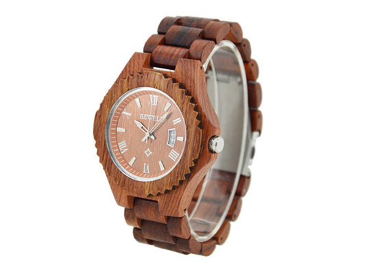 Ladies Wooden Watches Three Hands Quartz Movement With Date Fshion Decoration