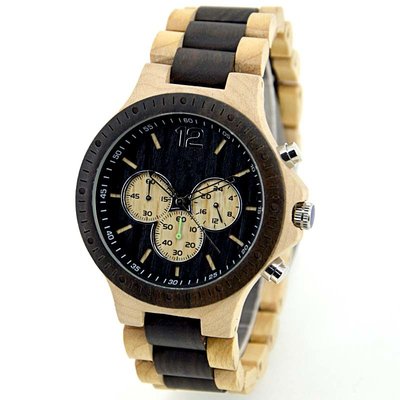 Hand-made Maple And Black Sandalwood Wrist Watch With Your Own Logo Six Hands