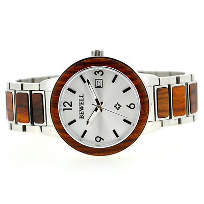 Red Sandalwood And Steel mens surf watches , creative wood and metal watch