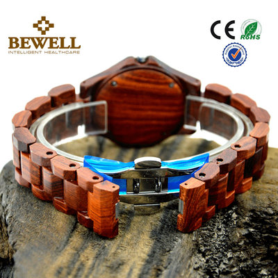 Stainless Steel Bezel And Red Sandal Wooden Wrist Watch Japan Miyota 2115 Movement