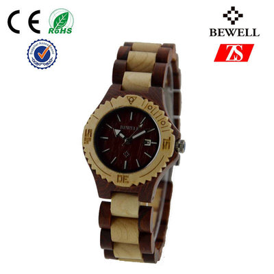 Red Sandalwood and Maple Wooden Watch For Women With Japanese Quartz Movement