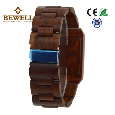Man Red Sandalwood Quartz wooden hand watch With Square Design