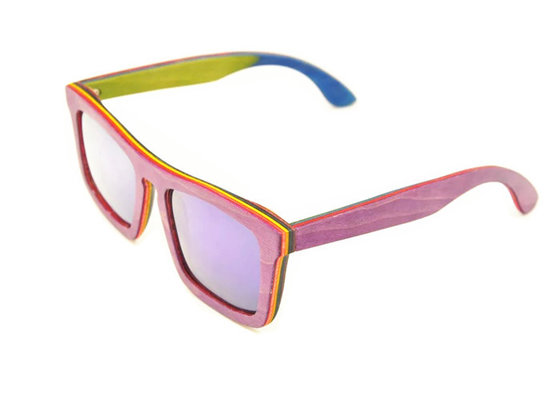 Rectangular Frame Sunglasses , Polarized Wooden Sunglasses Multi Color