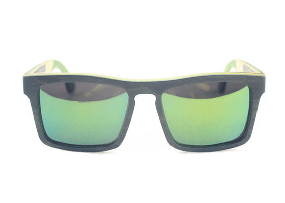 Rectangular Frame Sunglasses , Polarized Wooden Sunglasses Multi Color