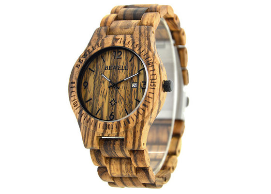 Luxury Ladies Wooden Wrist Watch / Double Press Buckle Quartz Wood Watch