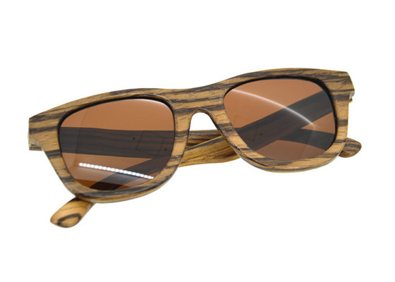 Decoration Recycled Wood Frame Sunglasses With Brown Color Lense , ZS-S001