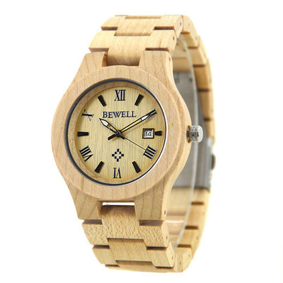 Waterproof Custom Men Wooden Watches With Miyota Japanese Movement , Natural Wood Color