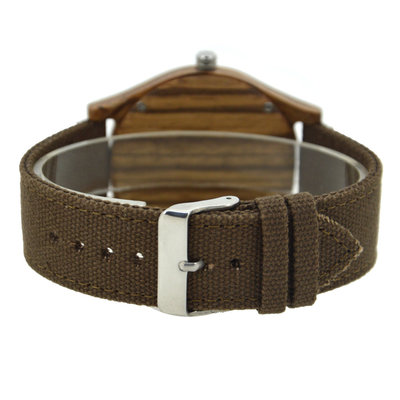 Natural Real Zebra Wooden Wrist Watch / Fahion Nylon Strap Watch With Japan Movement