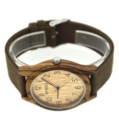 Natural Real Zebra Wooden Wrist Watch / Fahion Nylon Strap Watch With Japan Movement