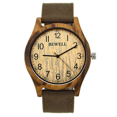 Natural Real Zebra Wooden Wrist Watch / Fahion Nylon Strap Watch With Japan Movement