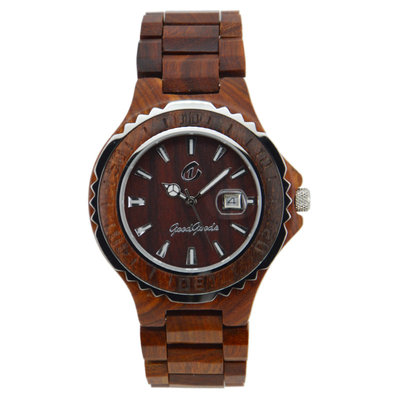 Maple / Sandal Wooden Quartz Watch With 100% Hardened Glass , 1 Year Warranty