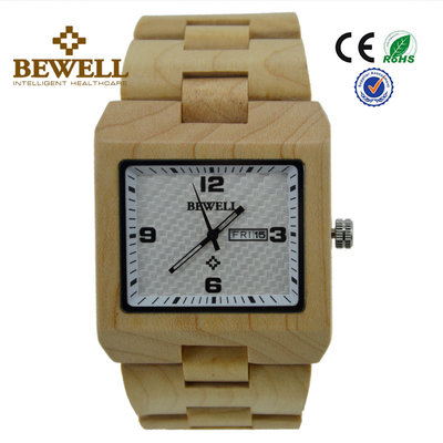 Square Shape Luxury Wooden Wrist Watch , Recycled Custom Wood Watch For Sport / Business