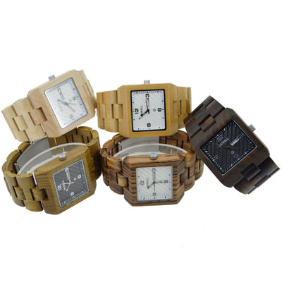 Customize Logo Natural Wooden Wrist Watch / Zebra Wooden Hand Watches For Men