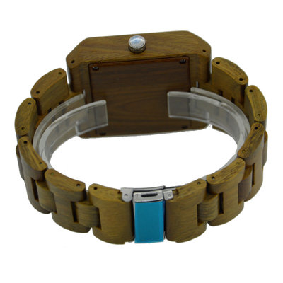 100% Natural Bamboo Wood Watch , Eco Friendly Wooden Mens Watch With Green Case