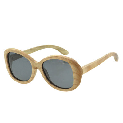 Fashion Wood Frame Prescription Glasses / Wooden Polarized Sunglasses Grey Color