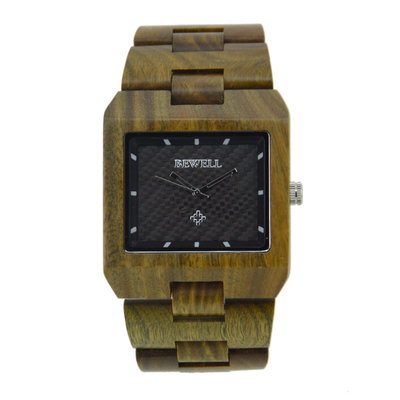 Cool Men Wooden Strap Watch With Square Zebra Case With CE ROSH EU Certificate