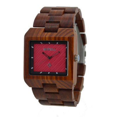 Cool Men Wooden Strap Watch With Square Zebra Case With CE ROSH EU Certificate