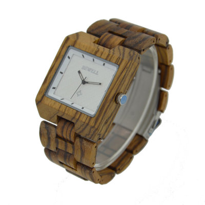 Cool Men Wooden Strap Watch With Square Zebra Case With CE ROSH EU Certificate