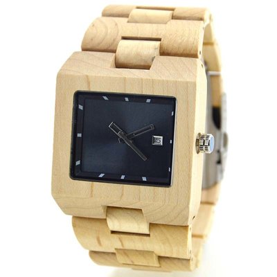 Square Men Wooden Watches With 3 Hands , Unique Mens Watches With Sigle Calendar