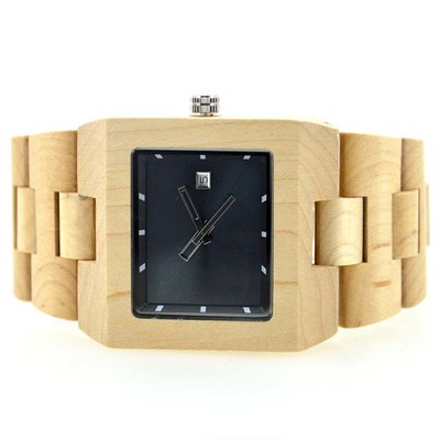 Square Men Wooden Watches With 3 Hands , Unique Mens Watches With Sigle Calendar