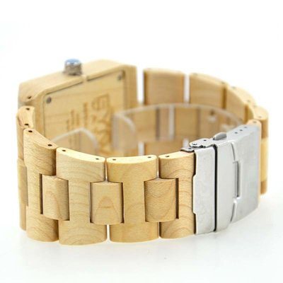 Square Men Wooden Watches With 3 Hands , Unique Mens Watches With Sigle Calendar