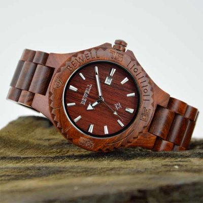 Eco Friendly Wooden Style Watches With 240MM Length Band , 3-10 ATM Water Resistant