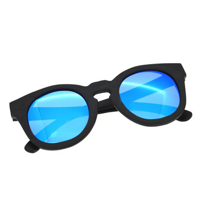 Black Color Full wood frame eyeglasses With Coating Blue Lens , UV Protection