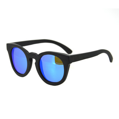 Black Color Full wood frame eyeglasses With Coating Blue Lens , UV Protection