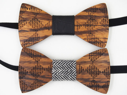 Eco Friendly Handmade Wood Accessories / Zebra Wooden Bow Ties For Men , OEM ODM Service