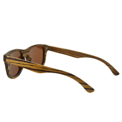 Zebra Wood Frame Sunglasses , Brown Wooden Polarized Sunglasses For Gifting