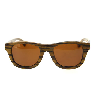 Zebra Wood Frame Sunglasses , Brown Wooden Polarized Sunglasses For Gifting