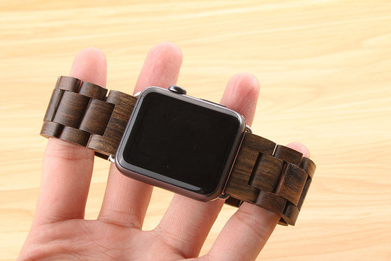 Ultra Thin Handmade Wood Accessories Black Sandal Apple Band For Smart Watch