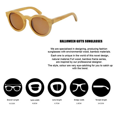 Spring Bud Wood Frame Sunglasses Certified By CE/FDA , Unique Gift For Men & Women