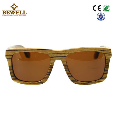Ayfarer Model Zebra Wood Custom Wood Sunglasses With Brown UV Protection Polarized Lens