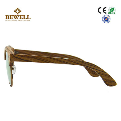 Zebra Wood Frame Sunglasses With Polarized Revo Gold Coated Lens , Mens Wooden Sunglasses