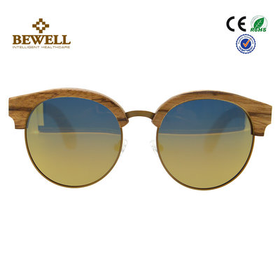 Zebra Wood Frame Sunglasses With Polarized Revo Gold Coated Lens , Mens Wooden Sunglasses