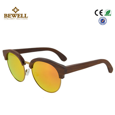 Red Sandalwood Wooden Eyeglasses With Polarized Revo Red Coated Lens With Uv400 Protection