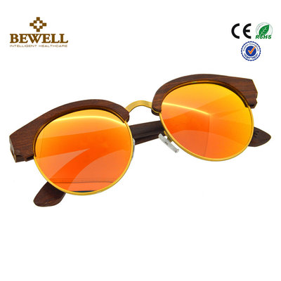 Red Sandalwood Wooden Eyeglasses With Polarized Revo Red Coated Lens With Uv400 Protection