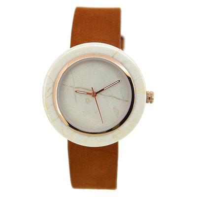 Custom Logo Real Marble Watches With Leather Strap For Men And Women