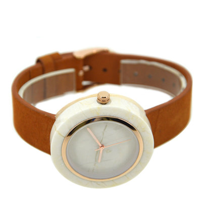 Custom Logo Real Marble Watches With Leather Strap For Men And Women
