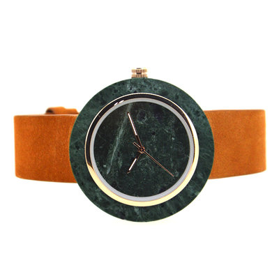 3 ATM  Luxury Marble Face Watch Wooden Case Back Cover For Man / Women