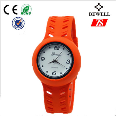 Orange Or Brown Water Resistant Ladies Silicone Watches With Alloy Case
