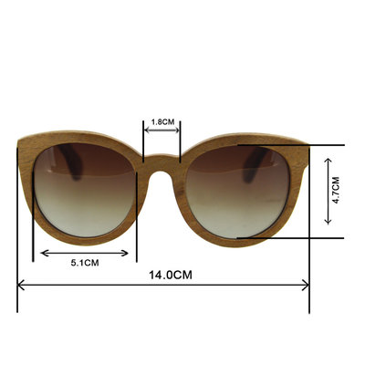 Water Proof Circle Shape Koa Wood Frame Sunglasses Polarized Brown Len CE FDA