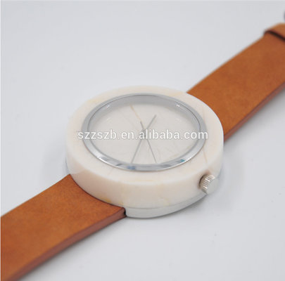 Charming Marble Wrist Watches 100% Natural Wood Or Stainless Steel Back Case