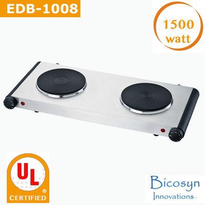 1500 Watt Cheap Double Buffet Burner Electric Hot Plate, die cast heating plate, UL, Camping,School,Outdoor Stove