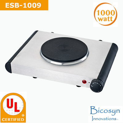 1000/1500 Watt Cheap Single Buffet Burner Electric Hot Plate, Black, UL, Camping,School,Outdoor Stove